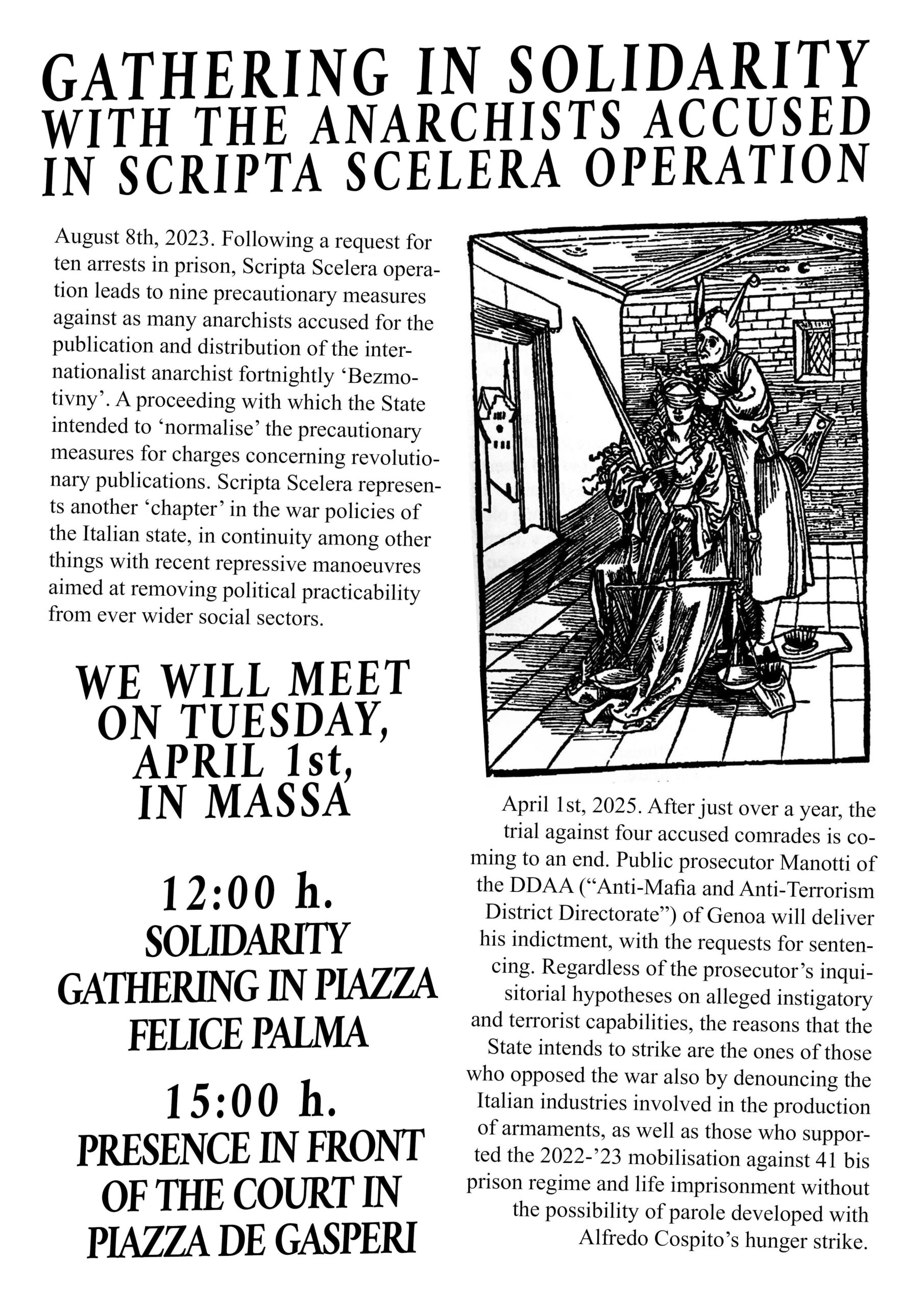 [Update] Gathering in solidarity with the anarchists accused in Scripta ...